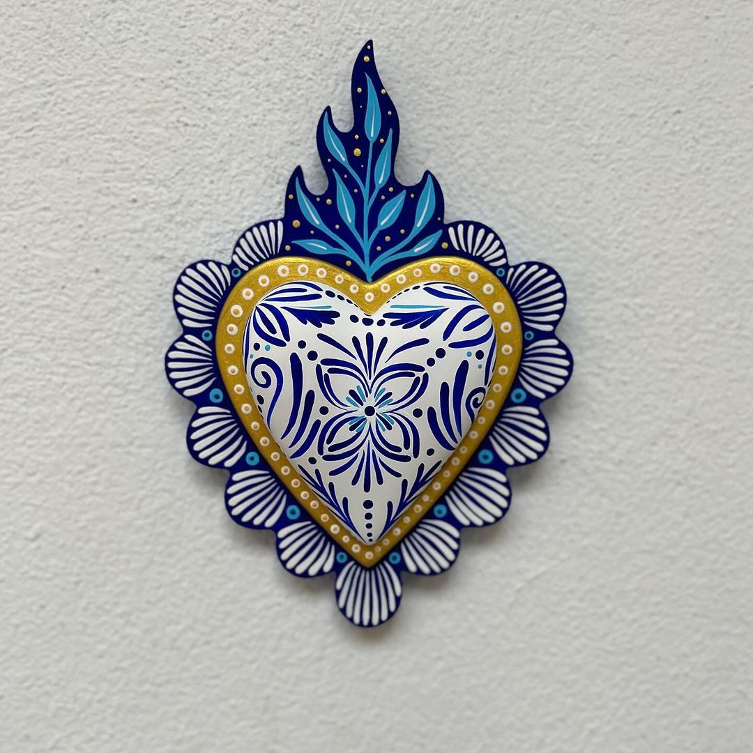 Mexican Fire Heart | Handpainted Traditional Mexican Decoration ...