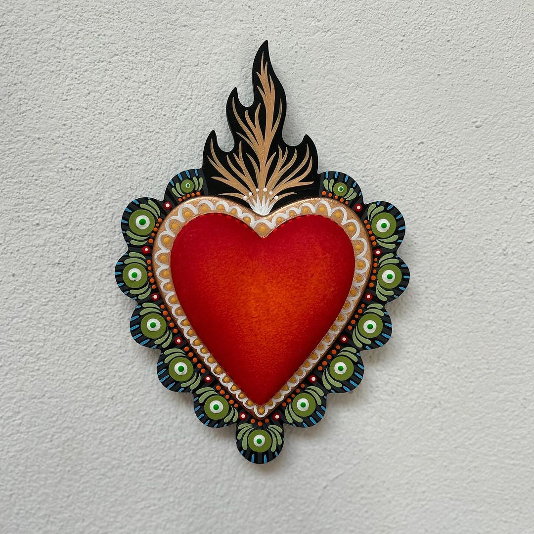 Mexican Fire Heart | Handpainted Traditional Mexican Decoration ...
