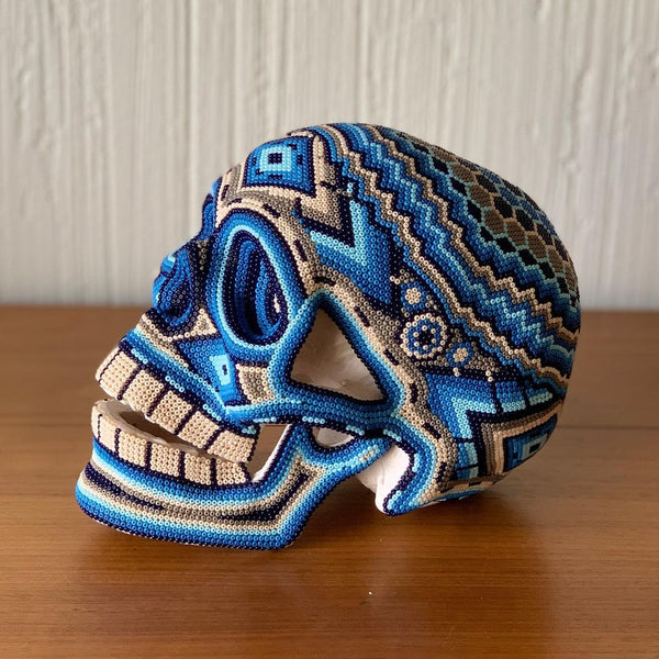 Huichol Skull | Resin Skull covered with Beads | Talokan Art