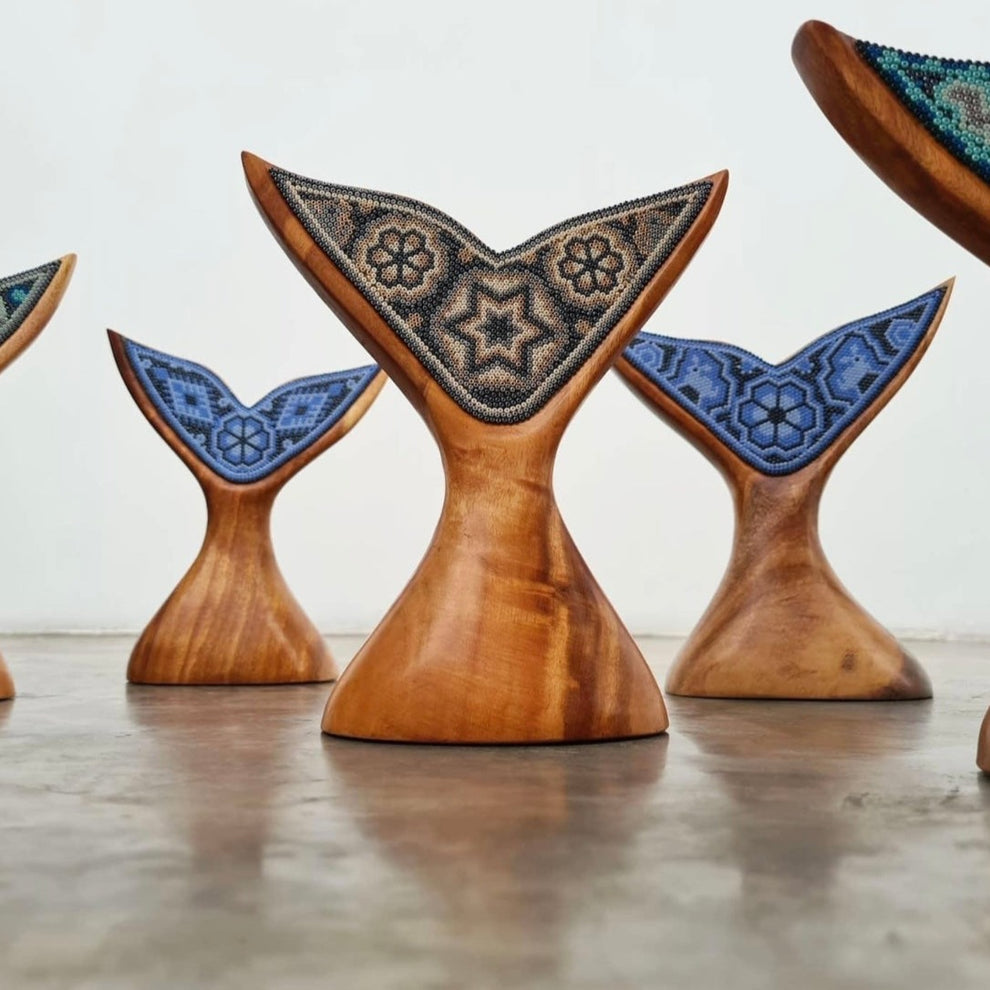 Wooden Whale Tail with Huichol Art | indigenous Crafts | Mayan Art ...