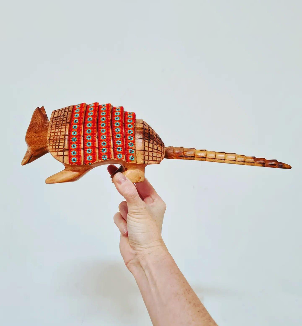 Wooden Armadillo with Huichol Art | Indigenous Mexican Beadwork ...