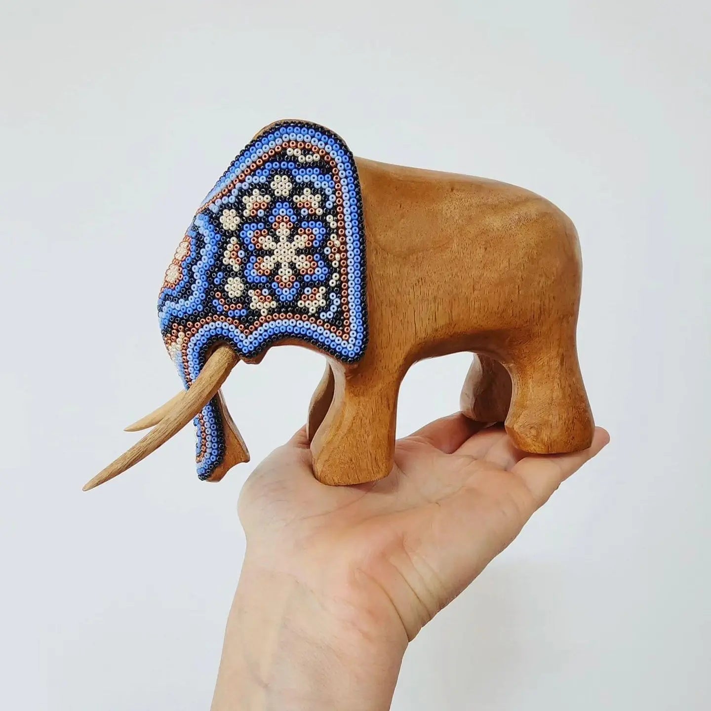 Elephant Sculpture with Huichol Art | Indigenous Crafts | Talokan Art