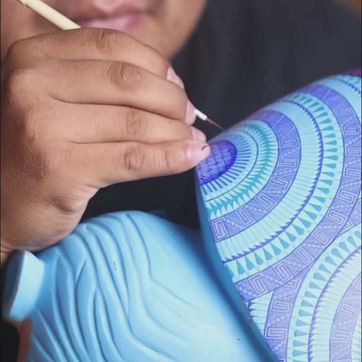 Jaguar Sculpture with Huichol Art | Handcarved with Wixarika Beadwork ...